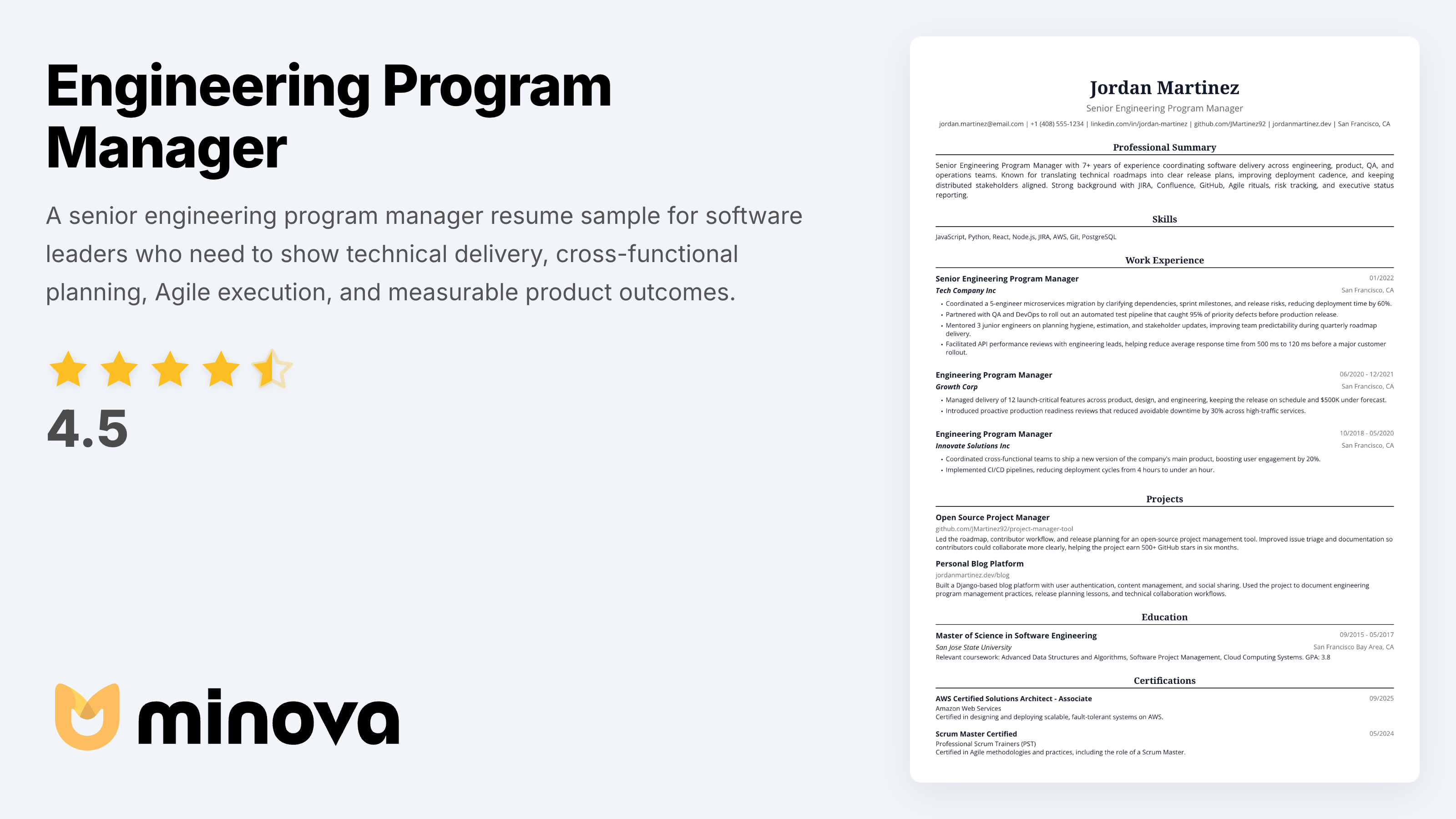 Engineering Program Manager Resume Example - Professional Template ...