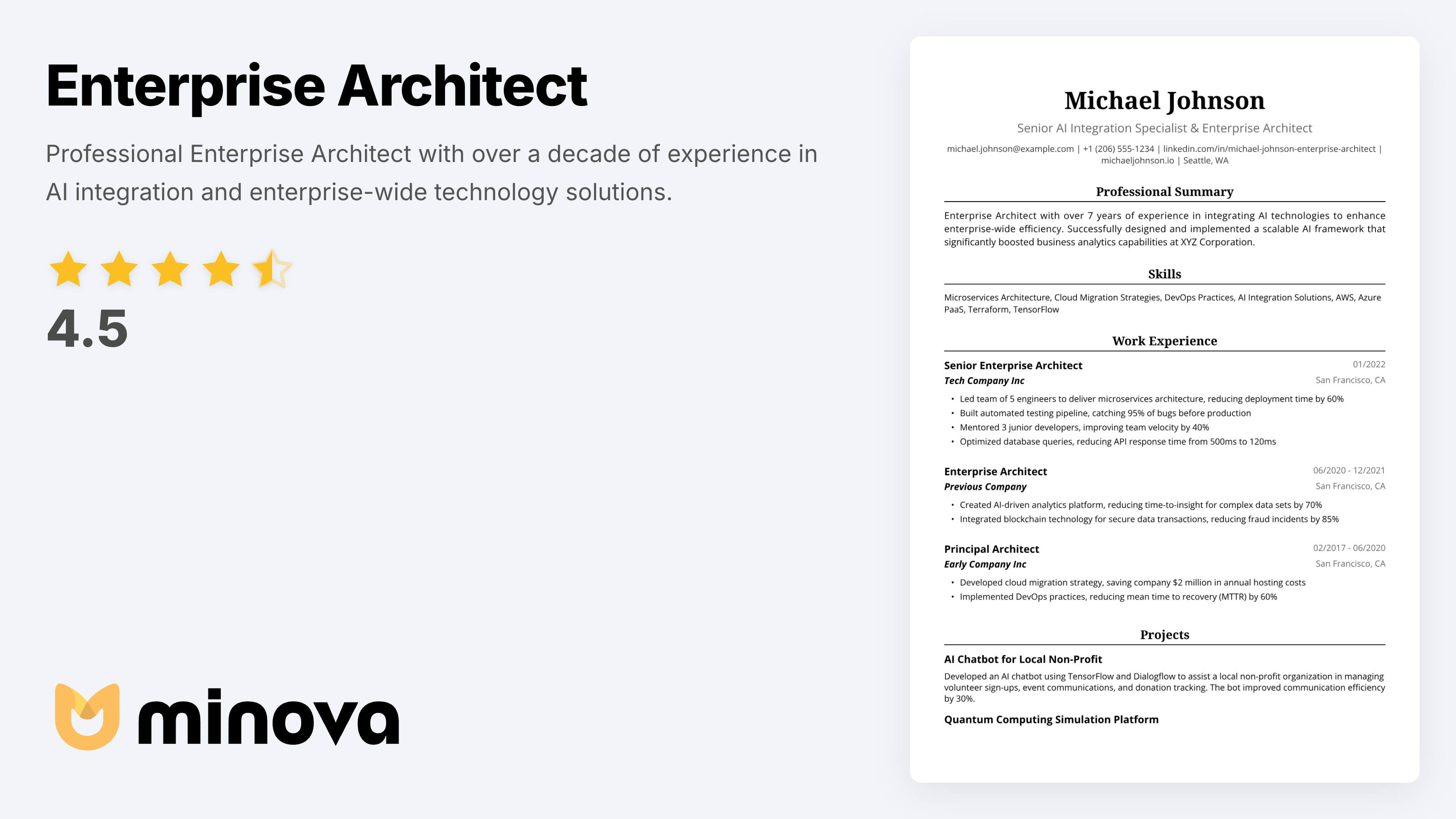 Enterprise Architect Resume Example - Professional Template | Minova ...