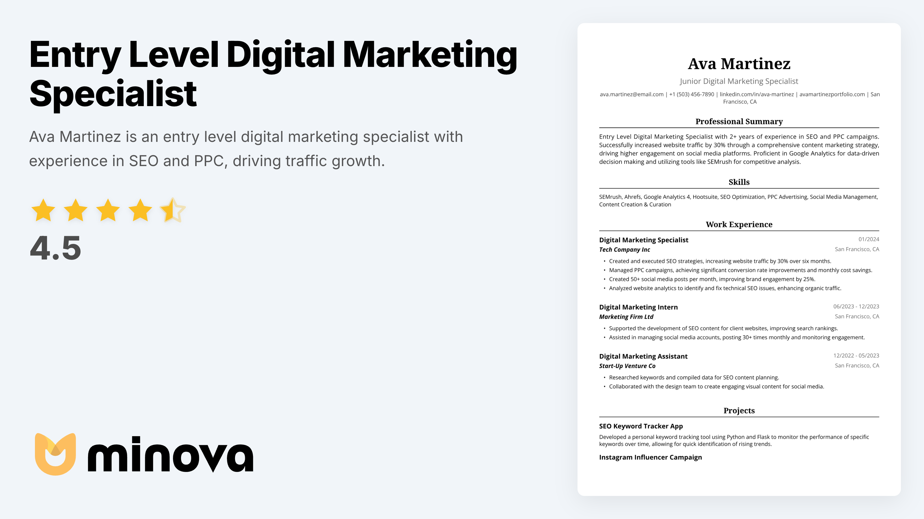 Entry Level Digital Marketing Specialist Resume Example - Professional ...