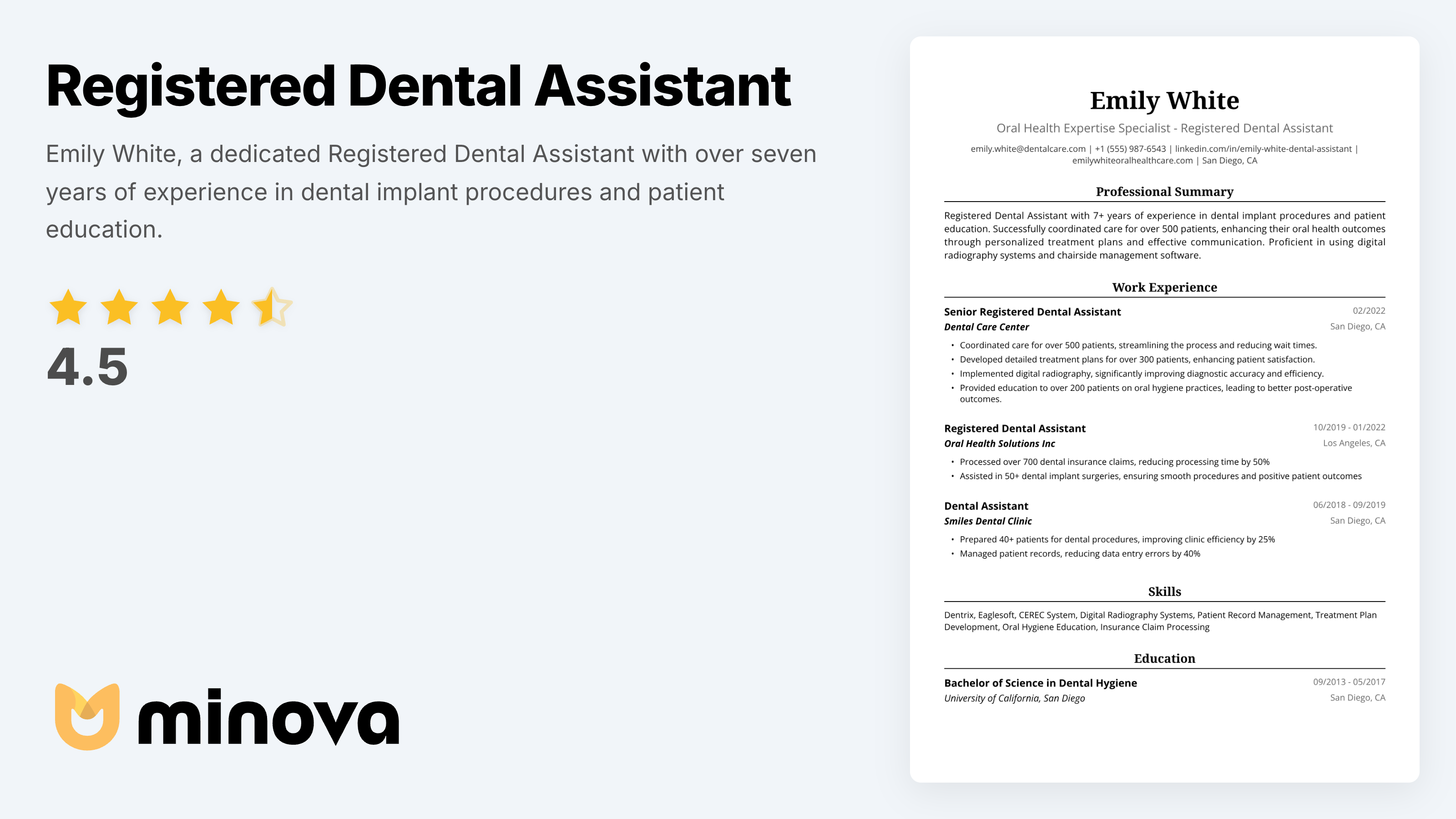 Registered Dental Assistant Resume Example - Professional Template ...